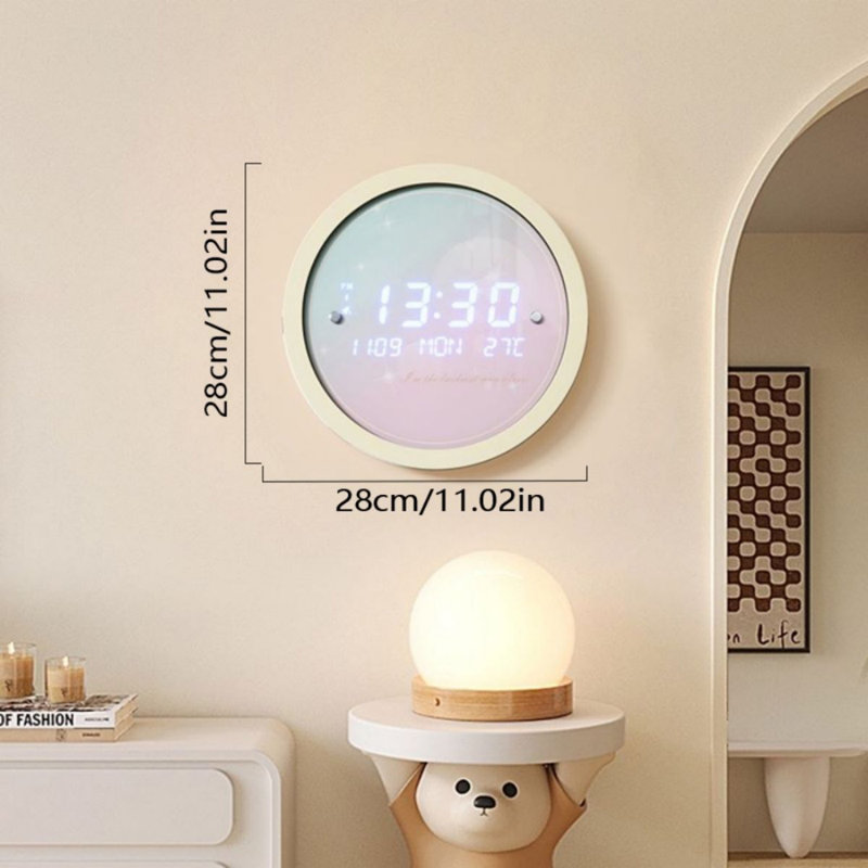 Isabelle & Max™ LED Silent Digital Wall Clock, Backlight Nightlight Digital Wood Wall Clock ...